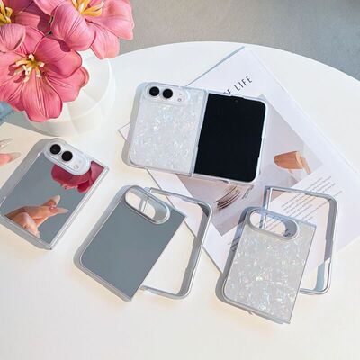 适用于iPhoneDuo手机壳银边镜面贝壳纹苹果18duo折叠屏保护套跨境