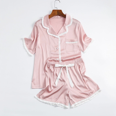 女生短袖衬衫短裤家居服套装