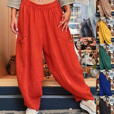 中年女士口袋宽松休闲灯笼裤