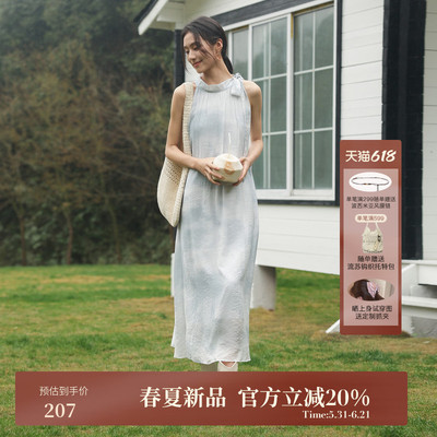 AIRIQI夏季新款飘带无袖连衣裙