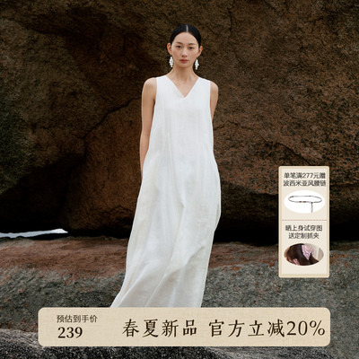 AIRIQI夏季新款无袖V领连衣裙