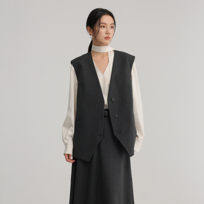 AIRIQI春季新款V领廓形西装马夹