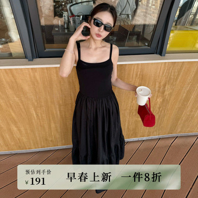 AIRIQI春季新款腰A字吊带连衣裙