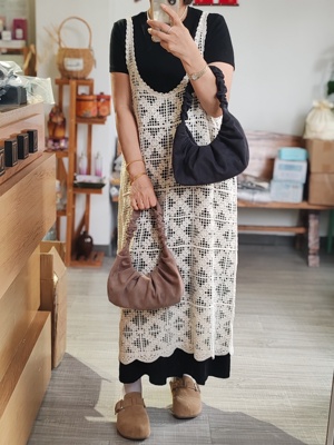 出口日本鹿皮绒面真皮软皮单肩腋下褶皱云朵包