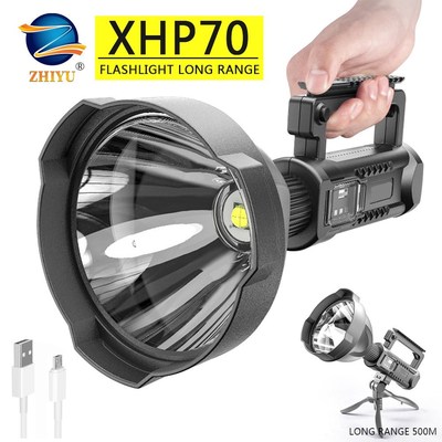 Powerful LED Flashlight Portable XHP70 Torch USB Rechargeabl