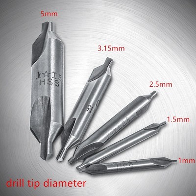 6pcs/Set standard 60 Degree HSS Combined Center Drill bit 1/
