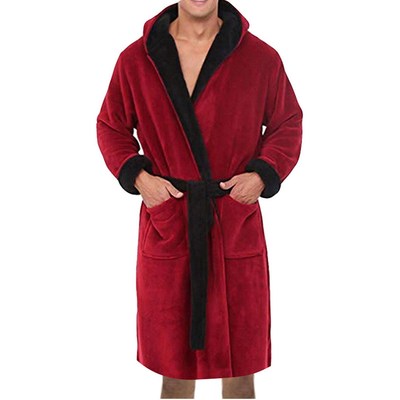 Men's Winter Lengthened Plush Shawl Bathrobe Home Clothes Lo