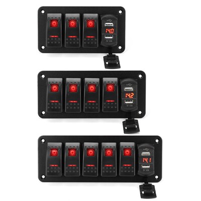 Rocker Switch Panel Kit 12V/24V Circuit Breaker LED IP67 Wat