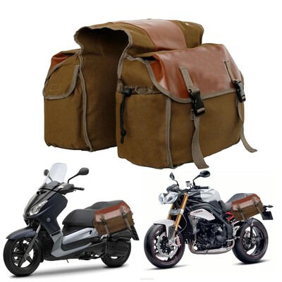 Canvas Motorcycle Saddle Bags Waterproof SaddleBags 适用于 M