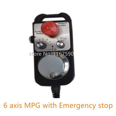 Free shipping Pendant Handwheel with Emergency Stop,6 axis m