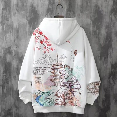 Anime Hoodies Sweatshirts Chinese Style Men Black Hoodies Sw