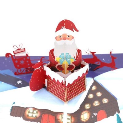 3D Pop Up Santa Claus Greeting Cards Postcards Invitations w