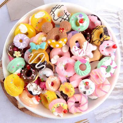 10Pcs Flatback Resin Doughnut Cookies Cake Food Cabochons Ch