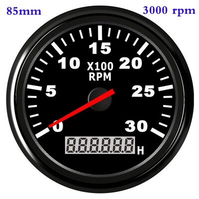 8K Boat Tachometer Marine Tacho Meter Gauge LCD Hourmeter 12