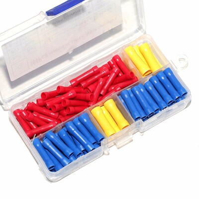 100pcs 10-22 AWG Assorted Insulated Straight Wire Butt Conne