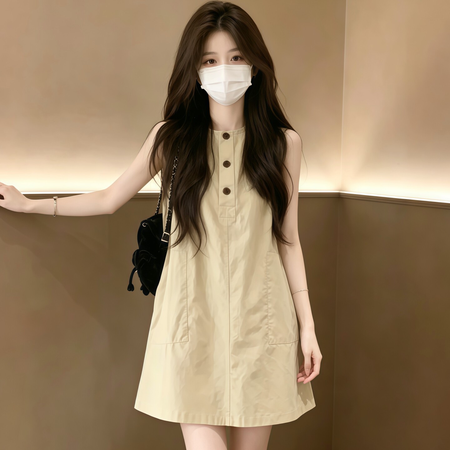 超火减龄亚麻无袖背心洋装女2026新款设计感初夏独特漂亮小裙子