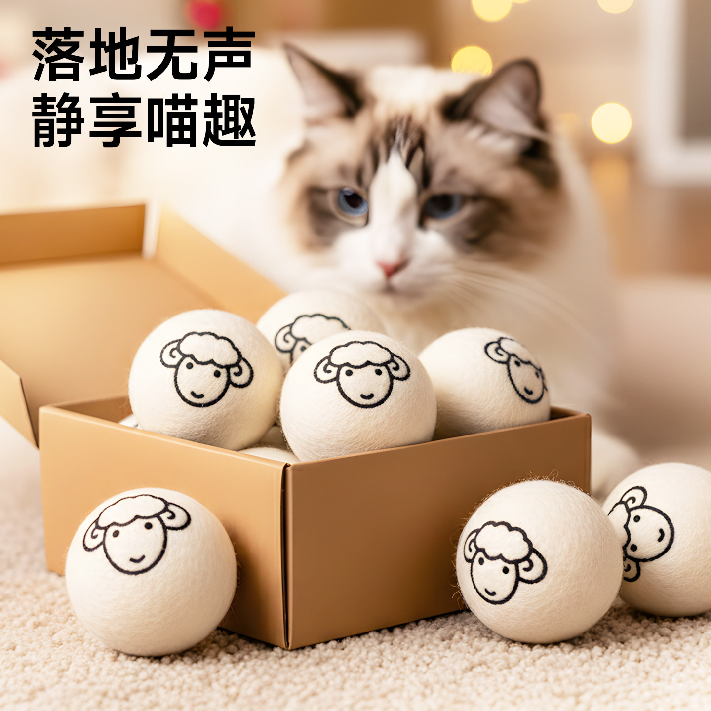 猫咪猎物球静音羊毛球玩具猫咪追逐自嗨解闷神器逗猫棒耐咬静音