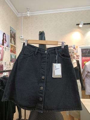 monki黑色深灰色牛仔A字裙短裙半身裙商场撤柜品牌