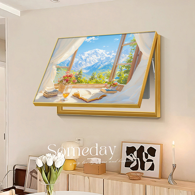自然风景画治愈系客厅电表箱装饰画免打孔配电箱电闸开关遮挡挂画