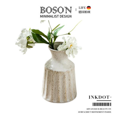 BOSON·Inkdot·彷古手工做旧花瓶陶瓷艺术浮雕摆件花器 | 墨点