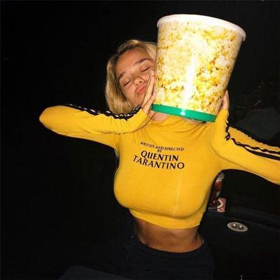 america vintage yellow tshirt beach tops women slim crop