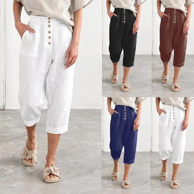 large casual linen pants buttoned and size cotton Casual