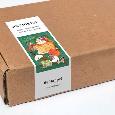 gytz4966跨境感恩节通用迷你超大不干胶贴纸定制封口贴空白可手写