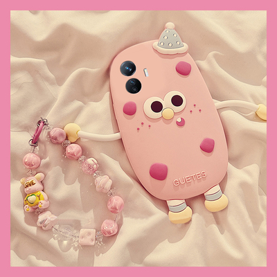 适用vivoy300gt手机壳y300pro+可斜挎y200i卡通100立体y97草莓y95小怪u1带y67挂绳y76s挂链y93s十vivo可爱女p