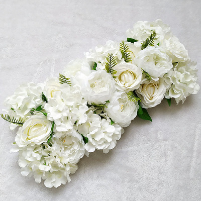 Artificial Peony Rose Hydrangea Row Wedding Background Fake