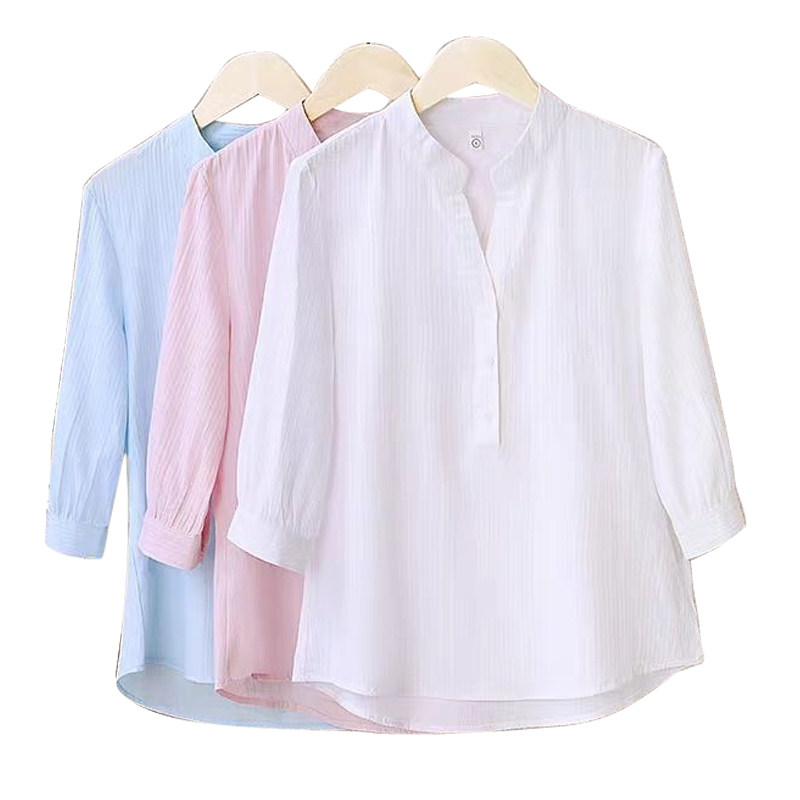 InstaHot Half Sleeve Elegant Shirt White Pink Button Vintage