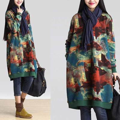 Women Warm Winter Oversized Sweatshirt Dress Celmia Autumn P
