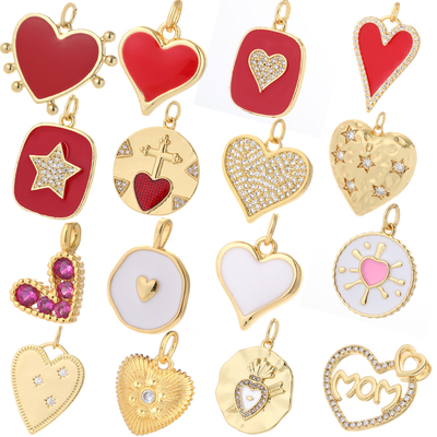 Red Love Heart Cute Charms Diy Earrings Charm Designer Brace