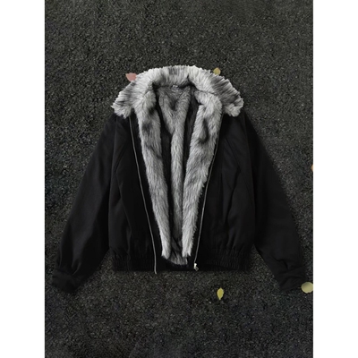 High Pressure冬季美式复古座山雕毛领结构棉服加厚飞行夹克外套