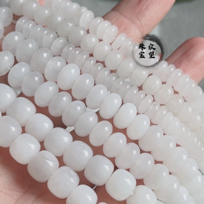 天然白玉老型珠 卡瓦石桶珠新疆金丝玉算盘珠白玉隔珠散珠