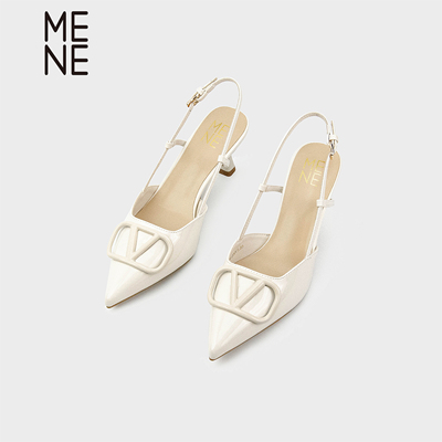 MENE高级气质高跟后绊带包头凉鞋