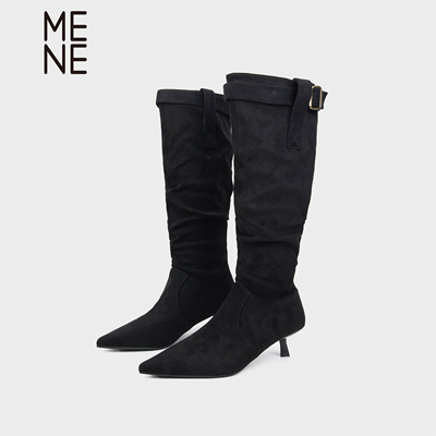 MENE复古靴子长筒靴秋冬绒面