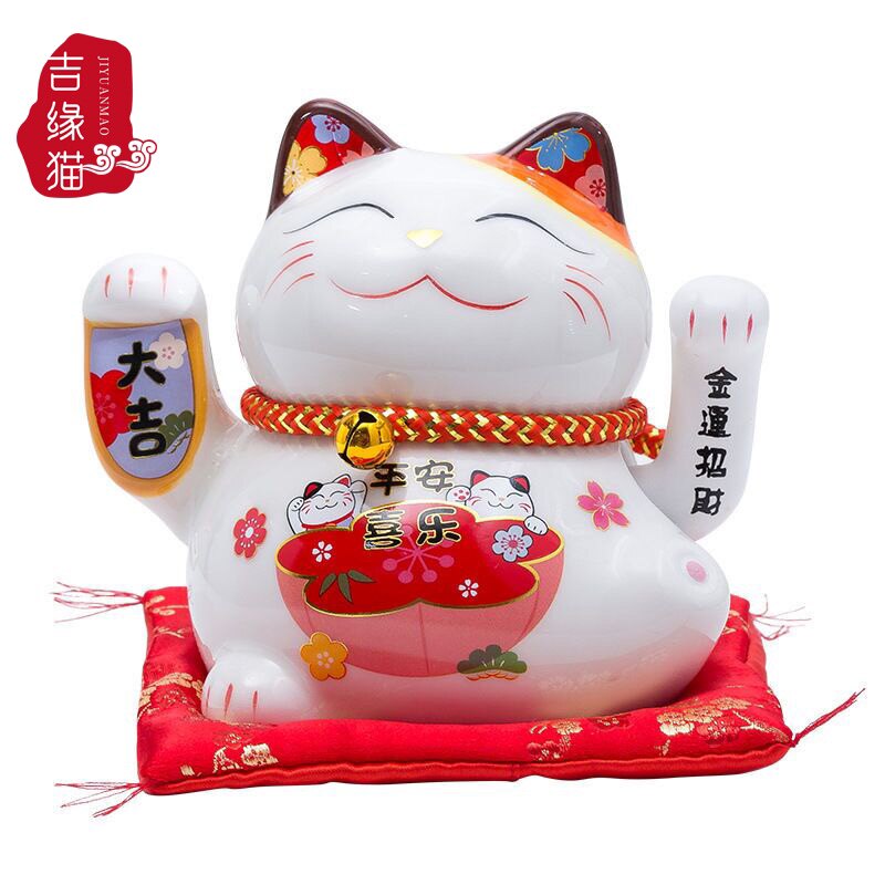 国潮宫廷陶瓷小号摇手招财猫摆件家居客厅装饰店铺收银台开业礼品