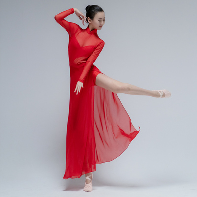 速发舞裁裙惑心舞蹈服装性感飘尚舞如愿演出服时逸大缝摆连衣裙