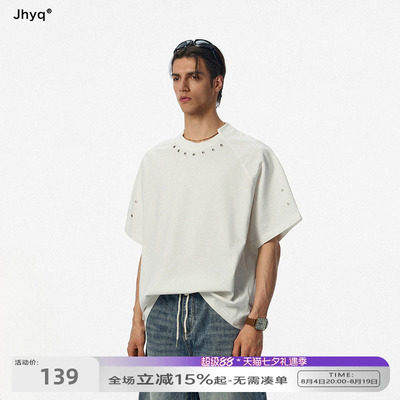 JHYQ纯棉异领气眼短袖T恤男