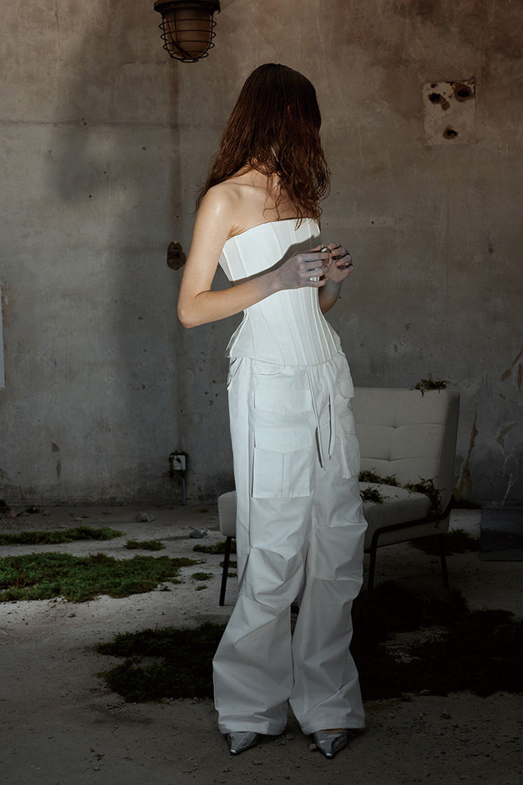 Aeaea Casual Pants黑色白色直筒降落伞工装裤_虎窝淘