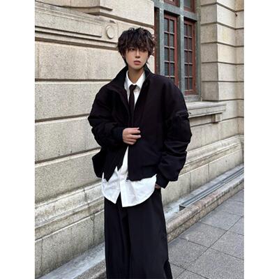 飞行员夹克男春秋款cleanfit美式廓形短款工装外套教练立领棒球服