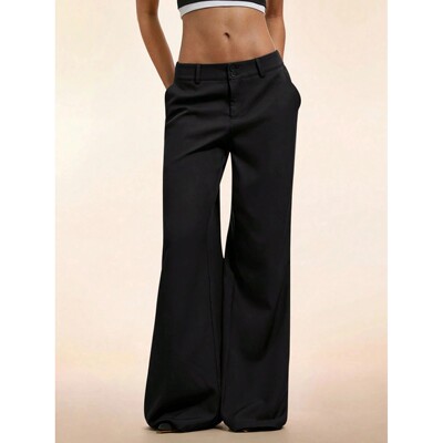 纯色阔腿镰刀裤女 Solid color versatile wide leg sickle pants