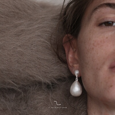 【人气推荐】纯银掉落水滴耳环