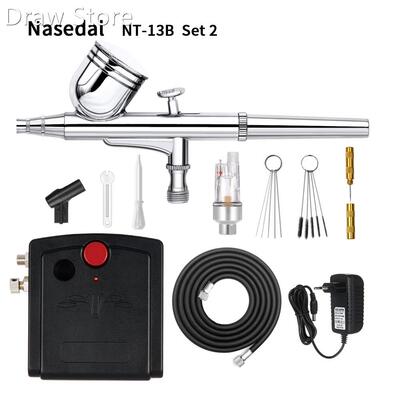 Nasedal Dual-Action Airbrush Compressor Kit Air Brush Paint