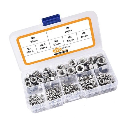 315PCS/Box Hex Hexagon Nuts Assortment Kit M2 M2.5 M3 M4 M5