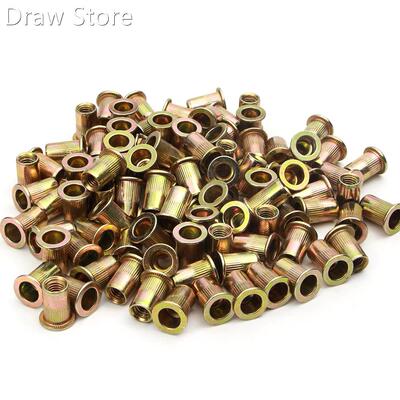 500Pcs M3 M4 M5 Knurled Nuts Rivnut Flat Head Threaded Rivet