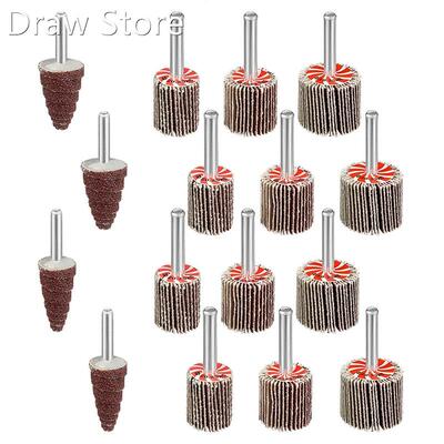 16PCS Flap Wheels 1/4Inch 80 Grit Aluminum Oxide Shank Mount