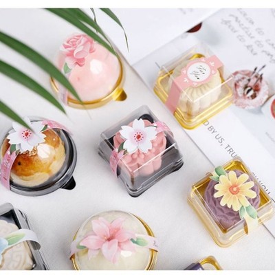 50pcs 63/100g Square Moon Cake Trays Mooncake Package Box Co