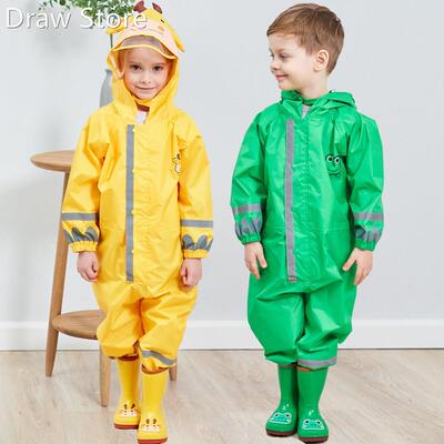 Hooded Kids Raincoat High Visibility Reflective Rainsuit R
