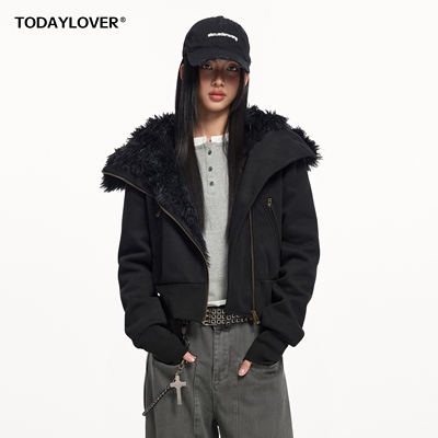 TODAYLOVER大毛领连帽棉衣女
